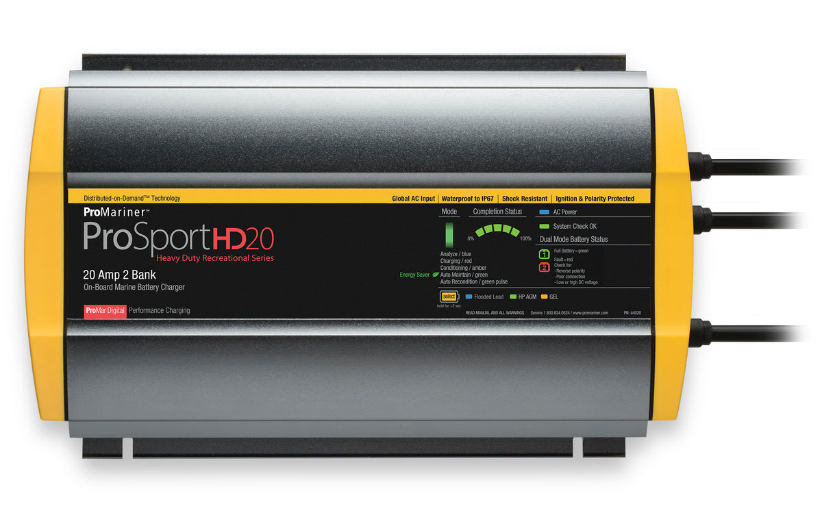 ProMariner ProSport HD 20 Gen4 20 Amp Battery Charger 12/24v 2 Bank 12 ...